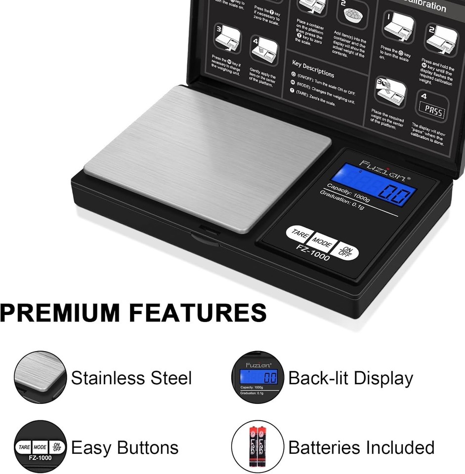 Digital Scale 1000g x 0.1g Jewelry Gold Silver Coin Gram Pocket Size ...
