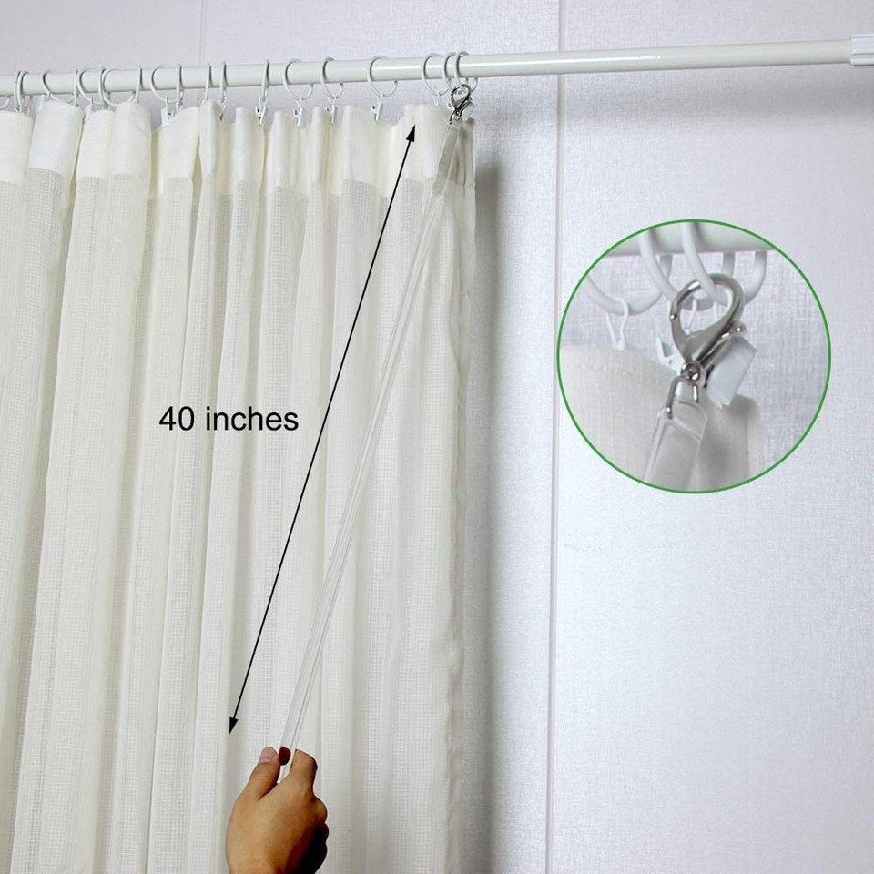 2 Pack Curtain Pull Rod with Metal Snap Invisible Clear Curtain Push ...