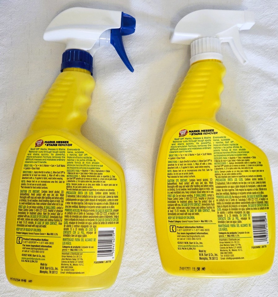 2 Pack - Goof Off 22 Oz Marks Messes & Stain Remover Ready To Use Spray ...
