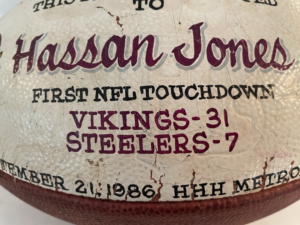Minnesota Vikings Hassan Jones Presentation Game Used Ball 1st ...
