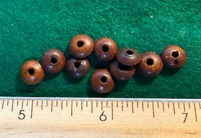 (10) Crow Indian Trade Beads Bone Donut Beads Dark Brown Fur Trade Era ...