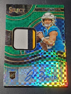 2020 Select Justin Herbert Green RPA 3 CLR Patch auto 3/5 RSM-JHE ...