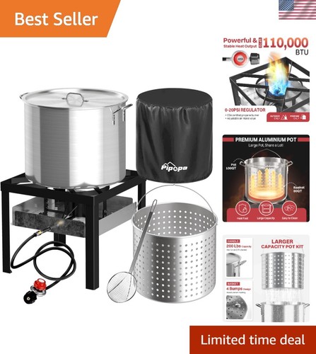 Outdoor Seafood Boiling Kit - 100QT Pot, Skimmer & Heavy-Duty Burner ...