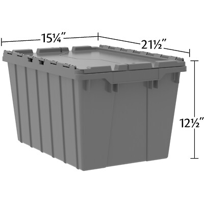 Akro-Mils 39120 Industrial Plastic Storage Tote with Hinged Attached ...