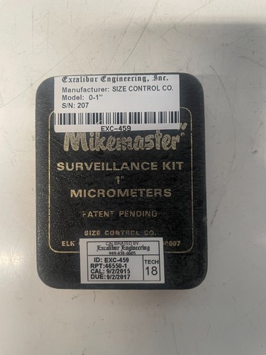 Size Control 0-1 inch Mikemaster Surveillance Kit for Micrometer ...