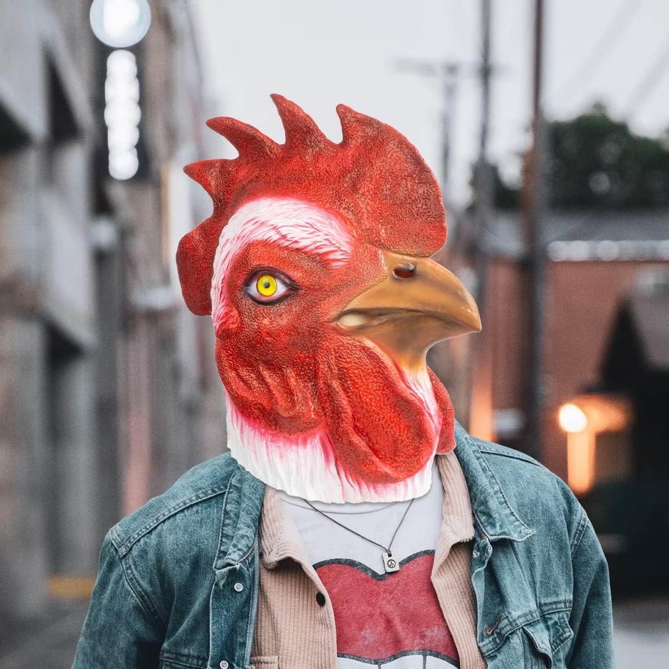 PartyHop Rooster Mask Animal Latex Full Head Realistic Masks Chicken ...