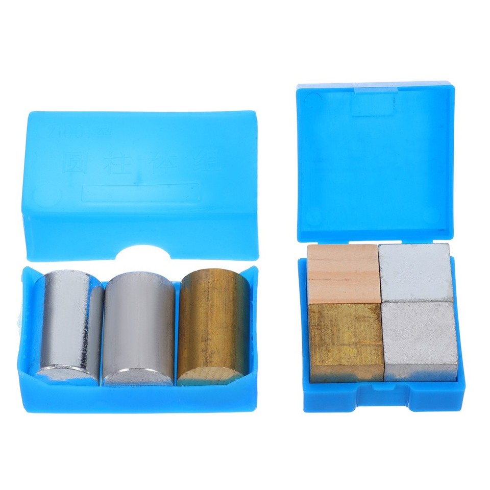 7pcs Metal Element Cubes and Cylindrical Blocks, Density Cube Set for ...