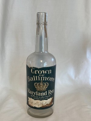 c1890-1900 Crown of Baltimore Maryland Rye Whiskey quart back bar ...