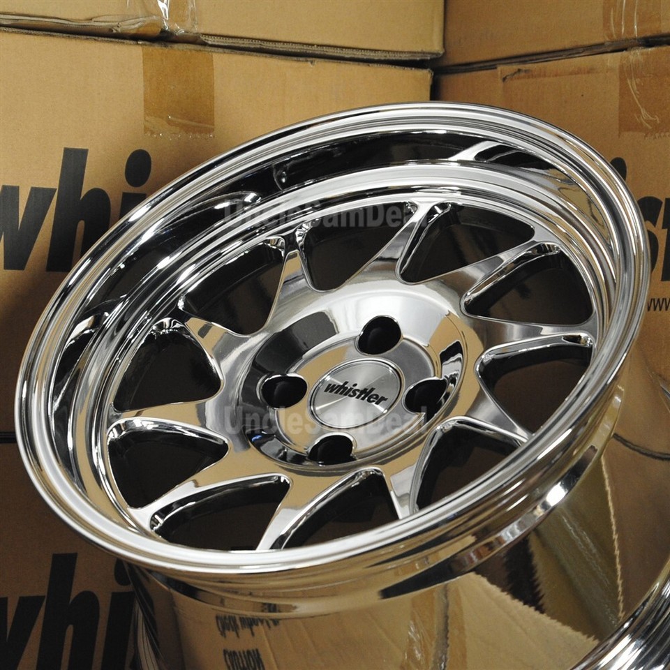 15x8 4x100 20 OFFSET WHISTLER KR7 FULL CHROME 10 SPOKES WITH LIP 4 ...