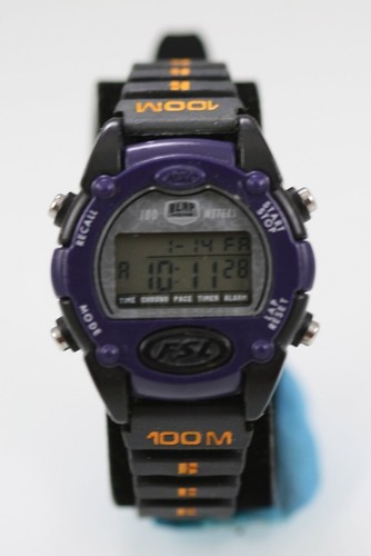 Fossil FSL Watch Women Black Purple Plastic 100m Light Date Alarm Chron ...