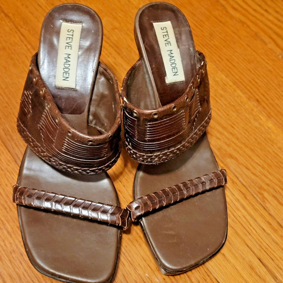 Madden Aztec Sandals, All Leather size 7 good condition, High heel ...