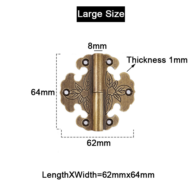 HOT 4Pair Brass Furniture Hinges Exquisite Carved Chest Wood Case Gift ...