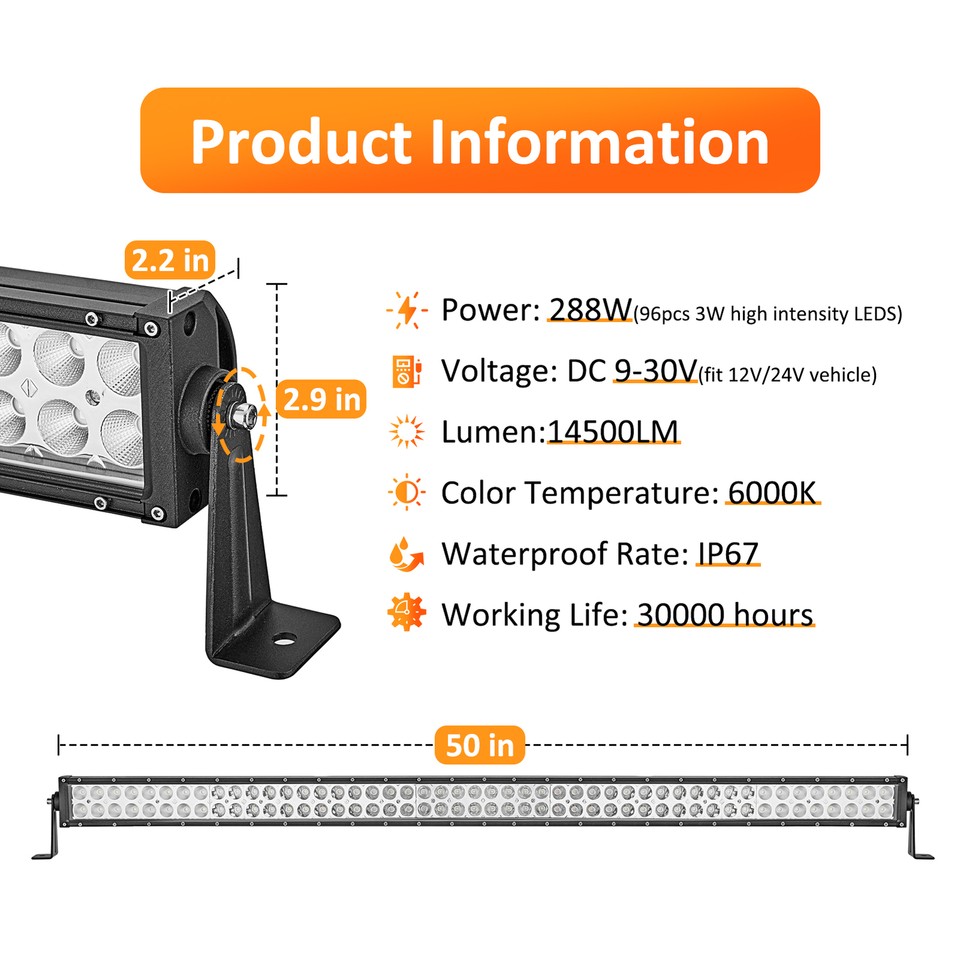 For 2016-2025 Can Am Defender HD5/HD8/HD10 Rear 52" LED Light Bar ...