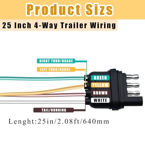 25 Inch 4-Way 4 Prong Trailer Wiring Harness Plug Male 25 inch 4 Pin ...