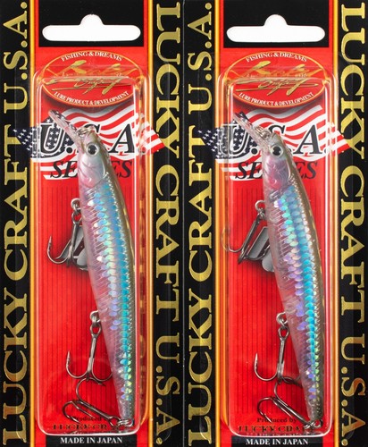 (LOT OF 2) LUCKY CRAFT SLENDER POINTER 97MR 3/8OZ PO97MR-255 MS GHOST ...