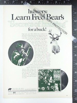 1969 Ad advertisement ONLY Fred Bear Archery record album deer buck ...
