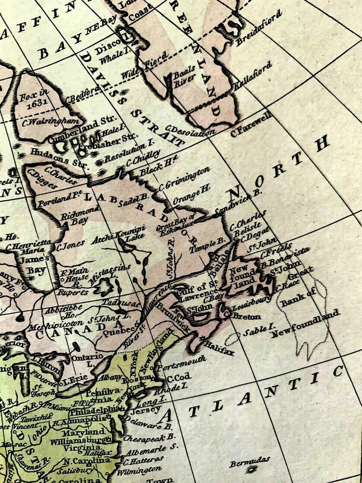 Early Map Of The United States, Circa The 1760's, From A Copper Plate ...