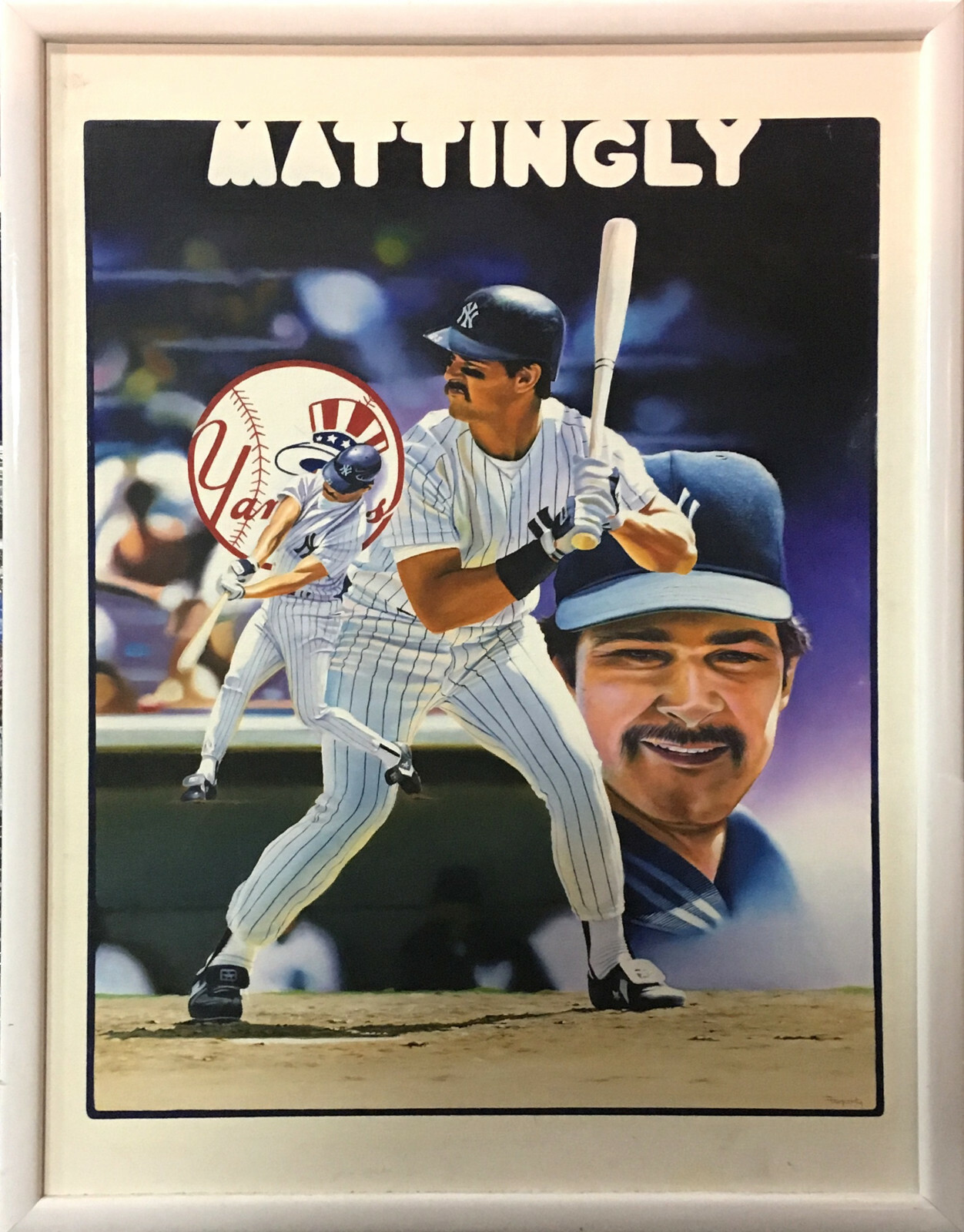 Don Mattingly Original Painting Canvas Terrence Fogarty Signed Framed 1 ...