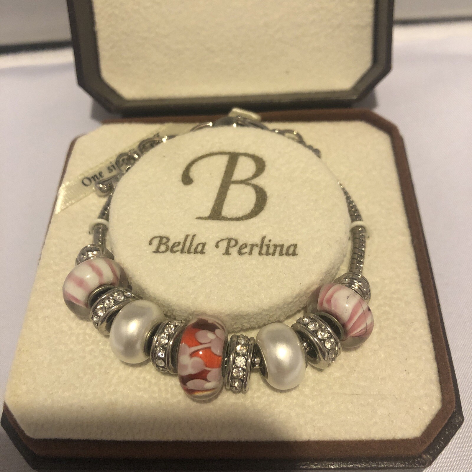BELLA PERLINA Slider Charm Bracelet Pink & Red Charms Jewelry One Size ...