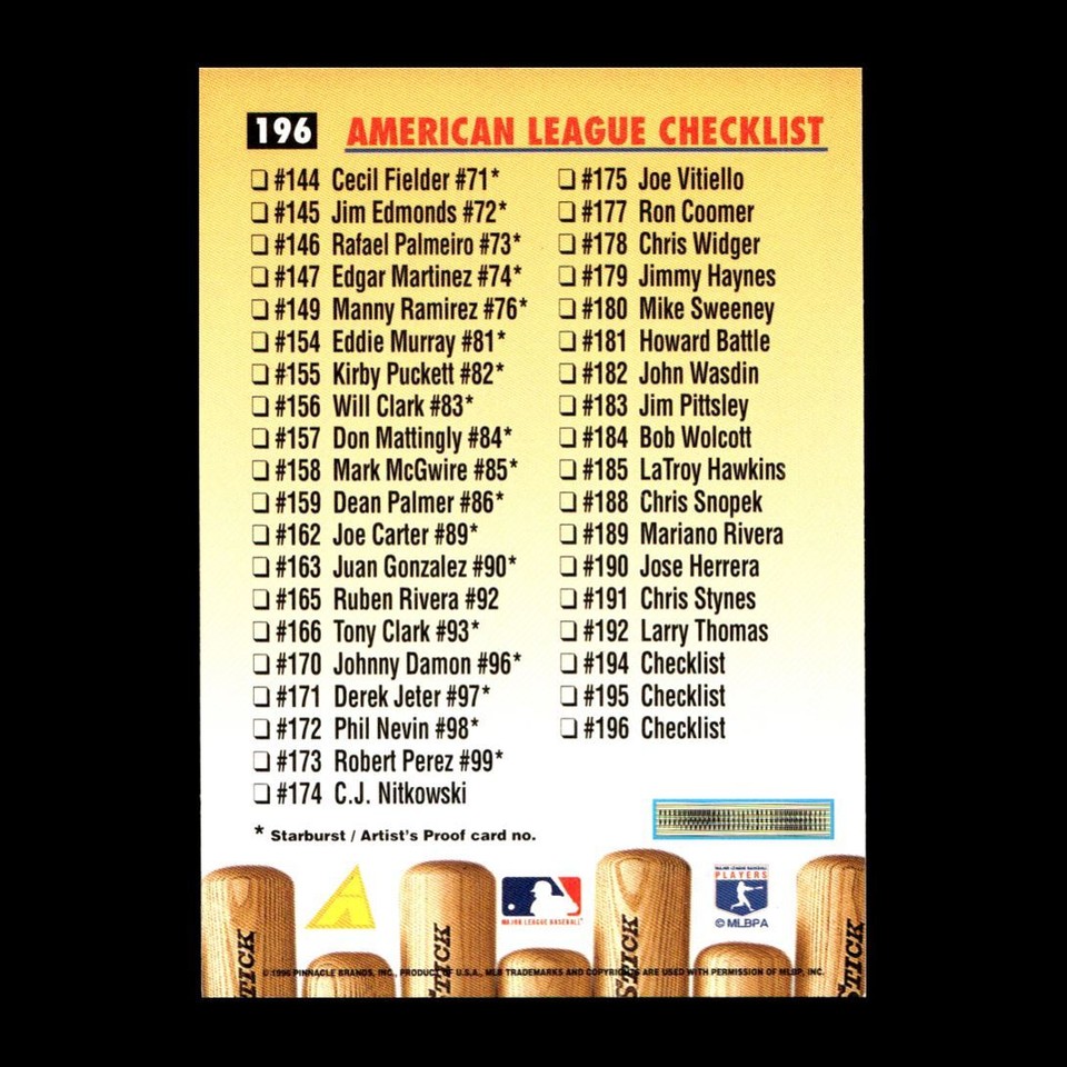 Cal Ripken Jr. 1996 Pinnacle Baltimore Orioles #196 R315H 44 | eBay