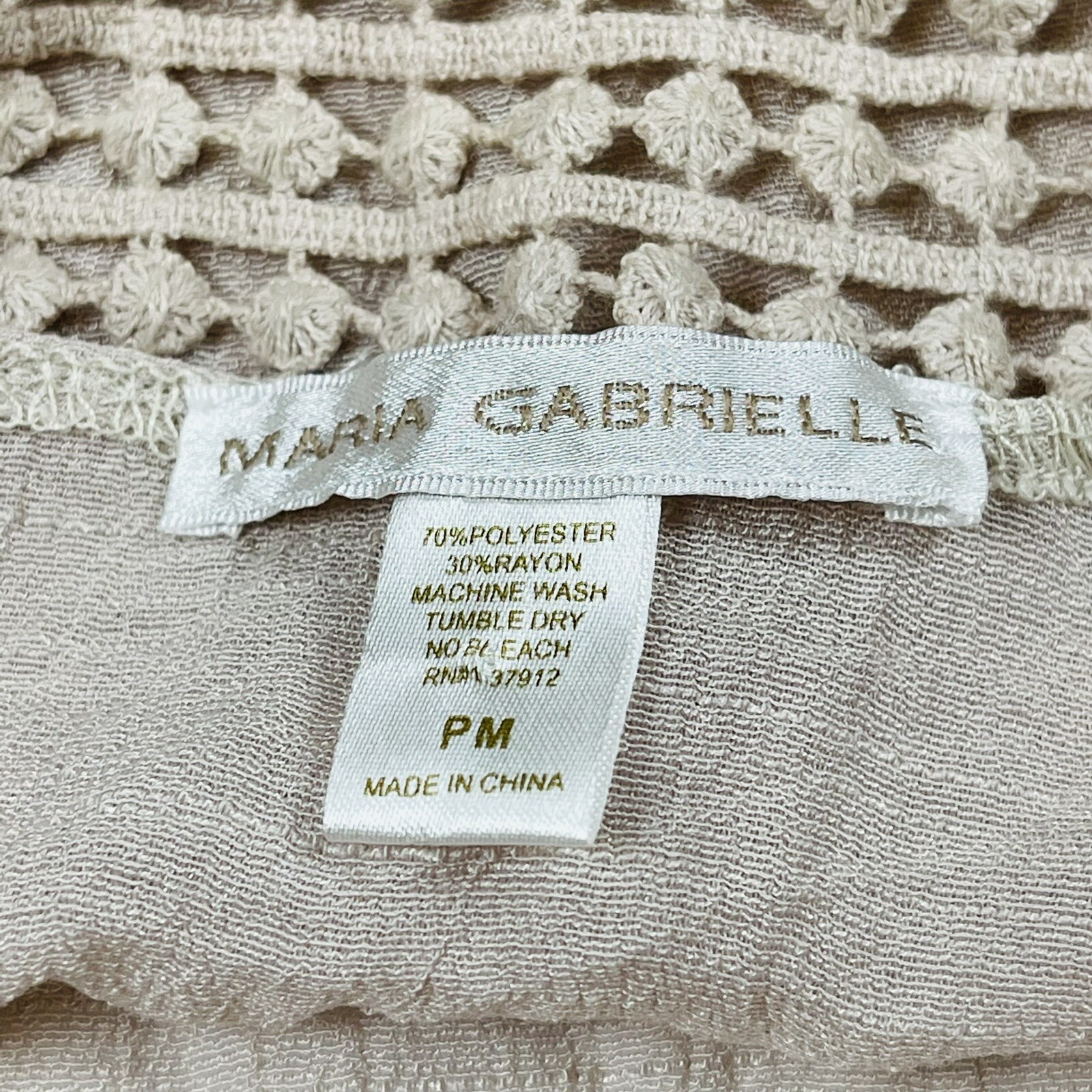 Maria Gabrielle Boho Crop Top Crochet Details Beige S… - Gem