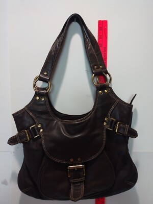 Michael Rome Designs Brown Leather Shoulder Bag 13x13" Made In Italy | eBay