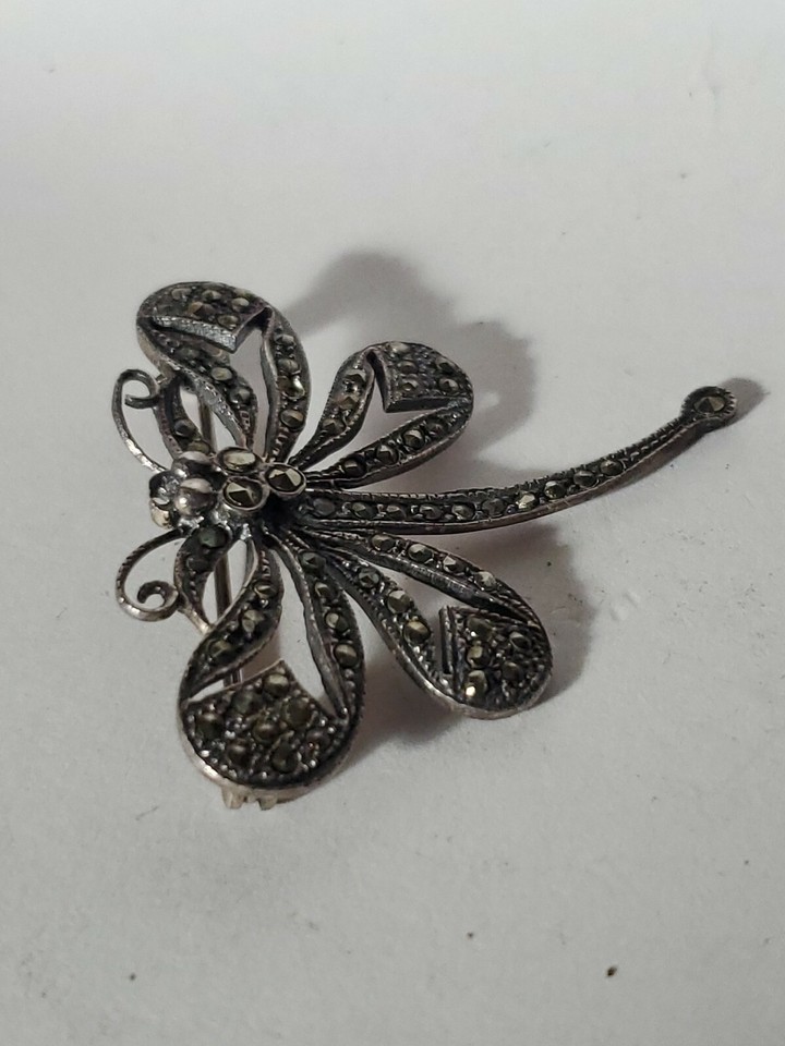 Vintage Signed ATI TH Sterling Silver 925 Marcasite Dragonfly Pin ...