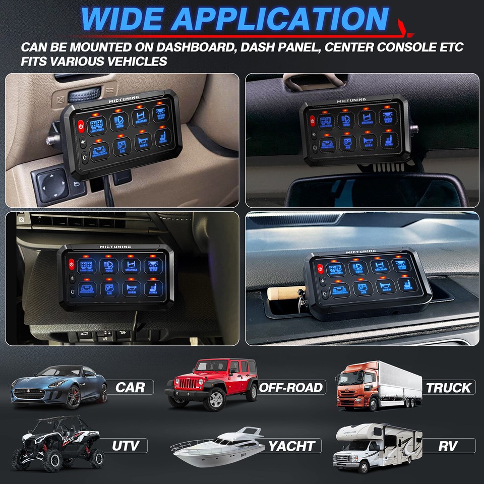 Universal 8 Gang Switch Panel On-Off LED Car Switch Panel Circuit ...