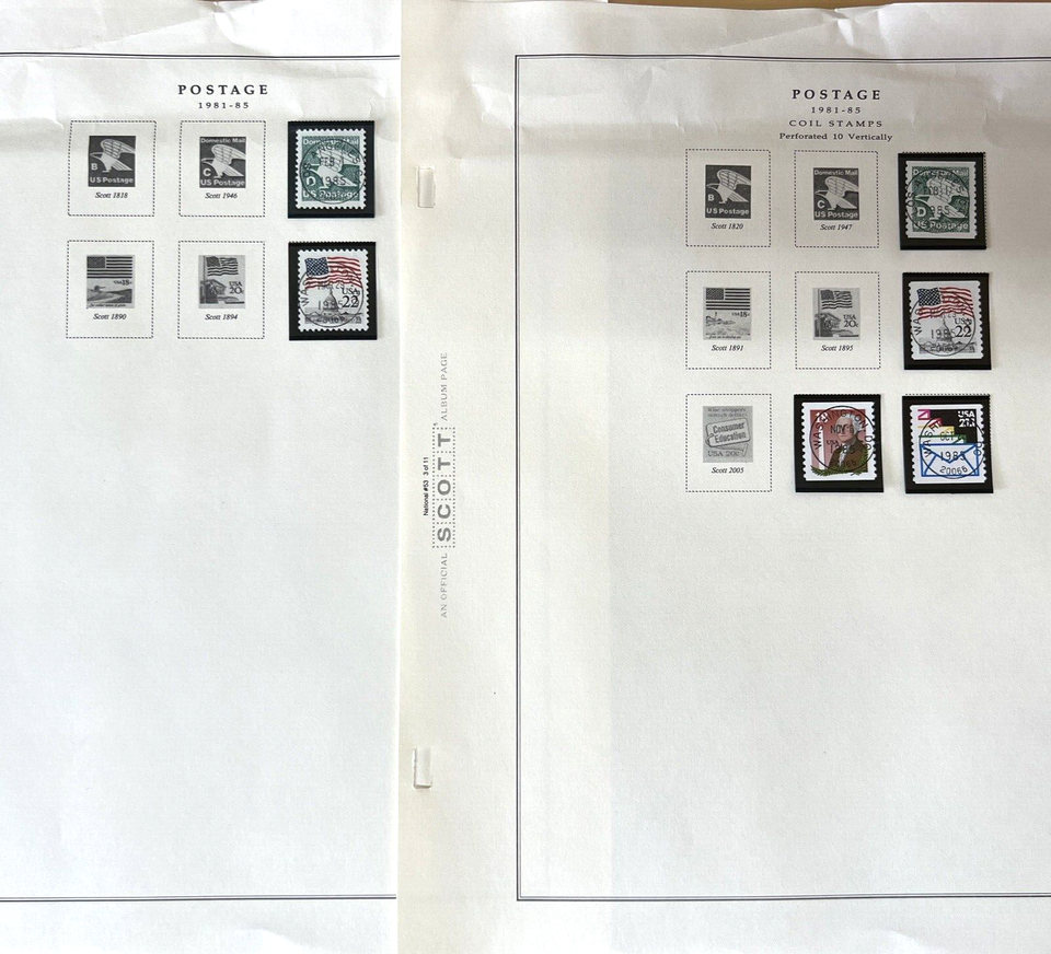 1981 - 1985 Scott Album Pages National #53 2 of 11 & 3 of 11 First Day ...