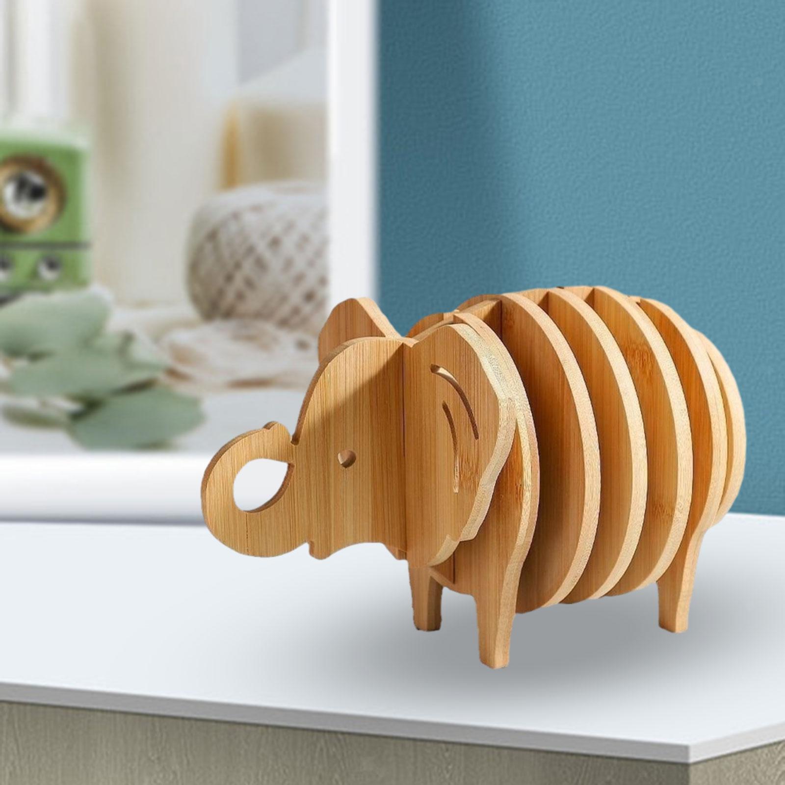 Elephant Shape Coasters Set Art Animal Cup Pads for Office Dining Table ...