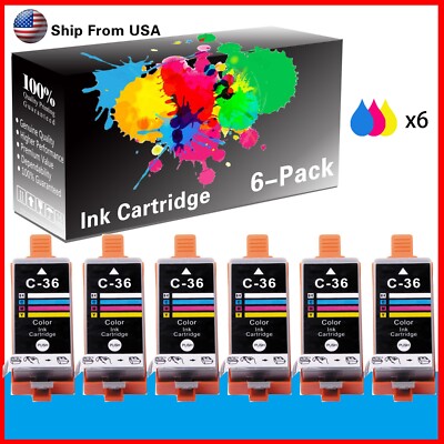 6-Pack CLI-36 Ink Cartridge for PIXMA IP100 PIXMA TR150 Printer | eBay