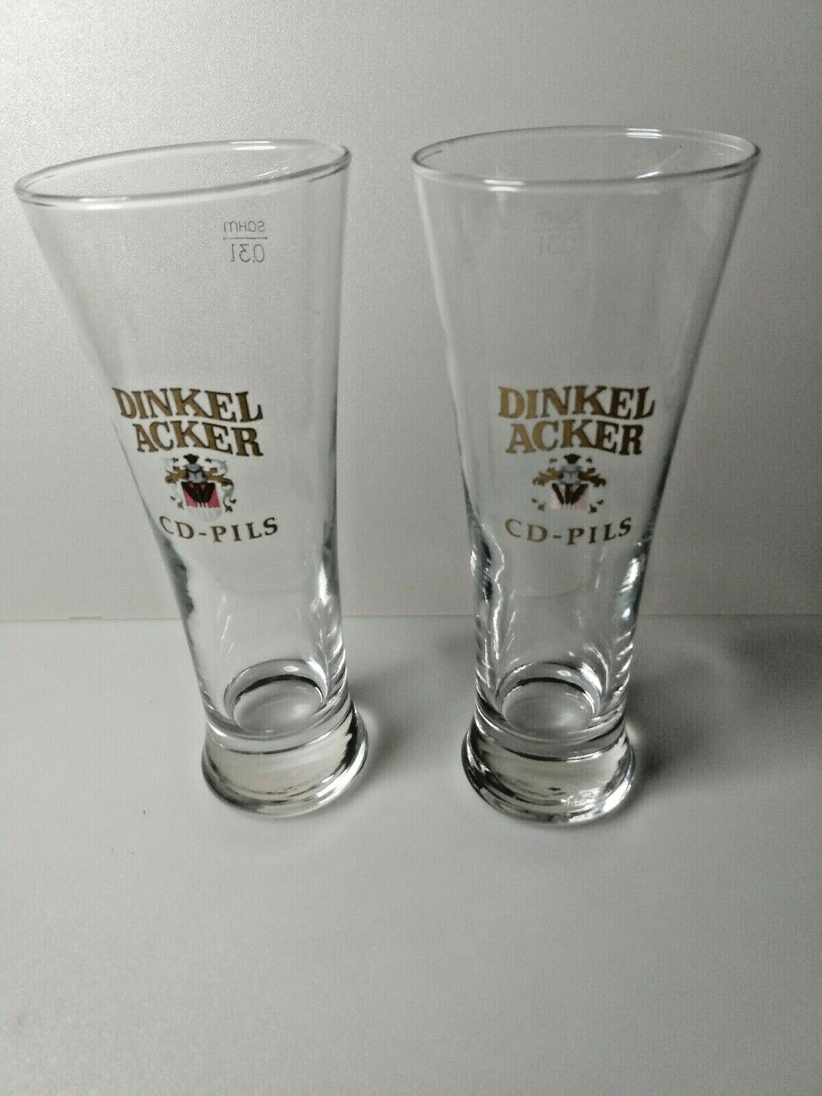 Dinkel Acker 8" German Beer Glass CD Pilsner Set of 2 EUC Barware Glasses Bar | eBay