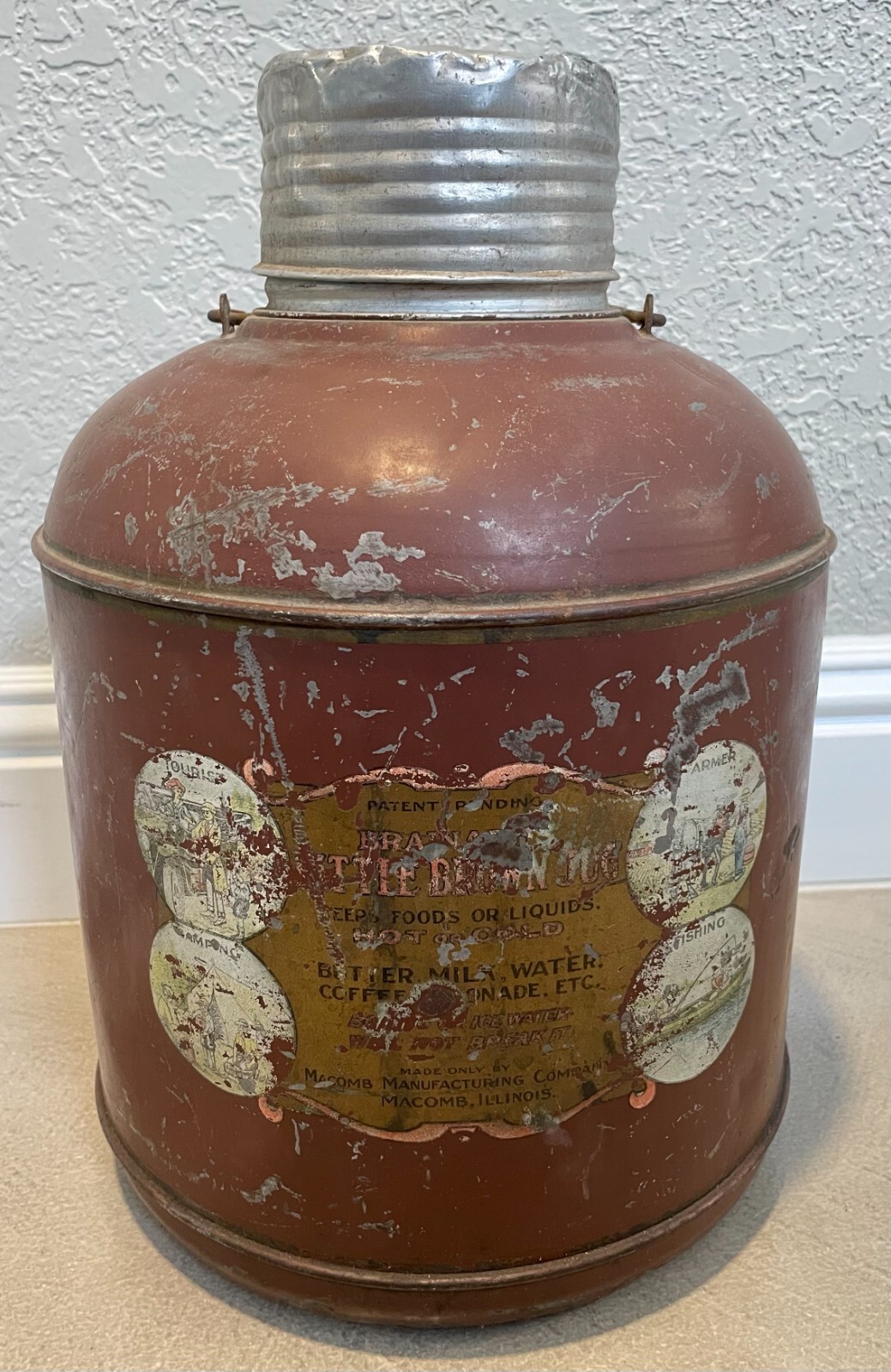 Vintage Authentic Brainards Crockery Lined Little Brown Jug Water ...