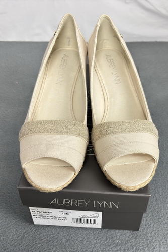 NOS Aubrey Lynn Shoes Womens Size 10 Natural Wedge Espadrille Peep Toe ...