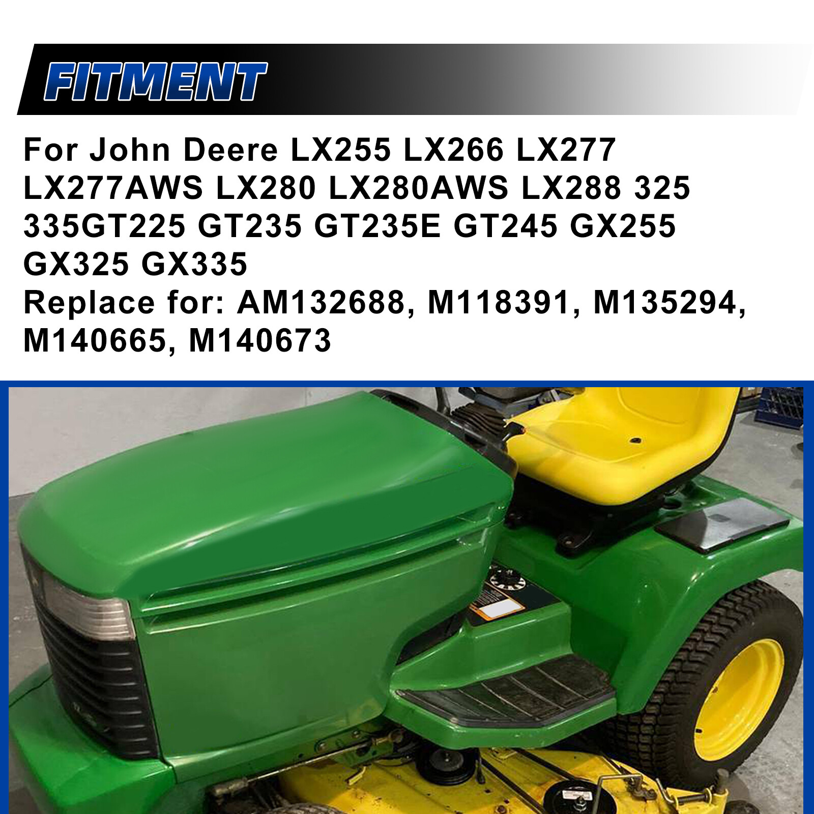 Lower Hood For John Deere 325 335 GX325 GX335 GT225 GT235 GT245 For AM132688 | eBay