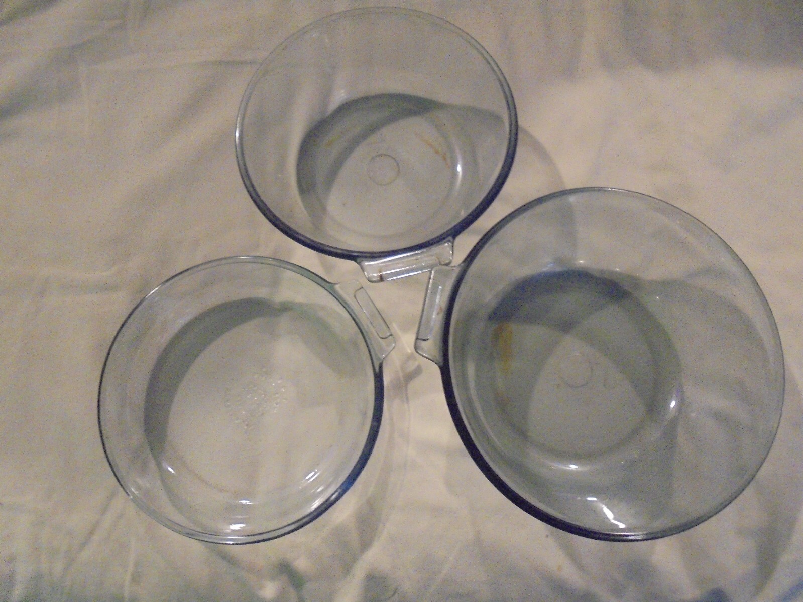 Lot of 4 Pc PYREX FLAMEWARE Blue Tint GLASS STOVETOP PANS w/ Glass ...