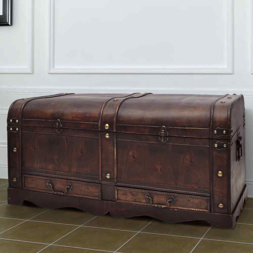 Large Wood Treasure Chest Storage Box COD Retro Treasure Chest Vintage