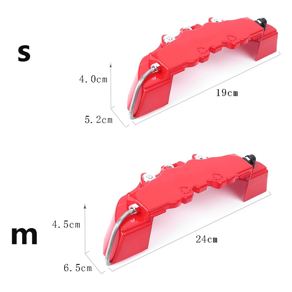 4PCS Red Disc Brake 3D Car Caliper Cover Front Rear Red Set Kit Fit 16 ...