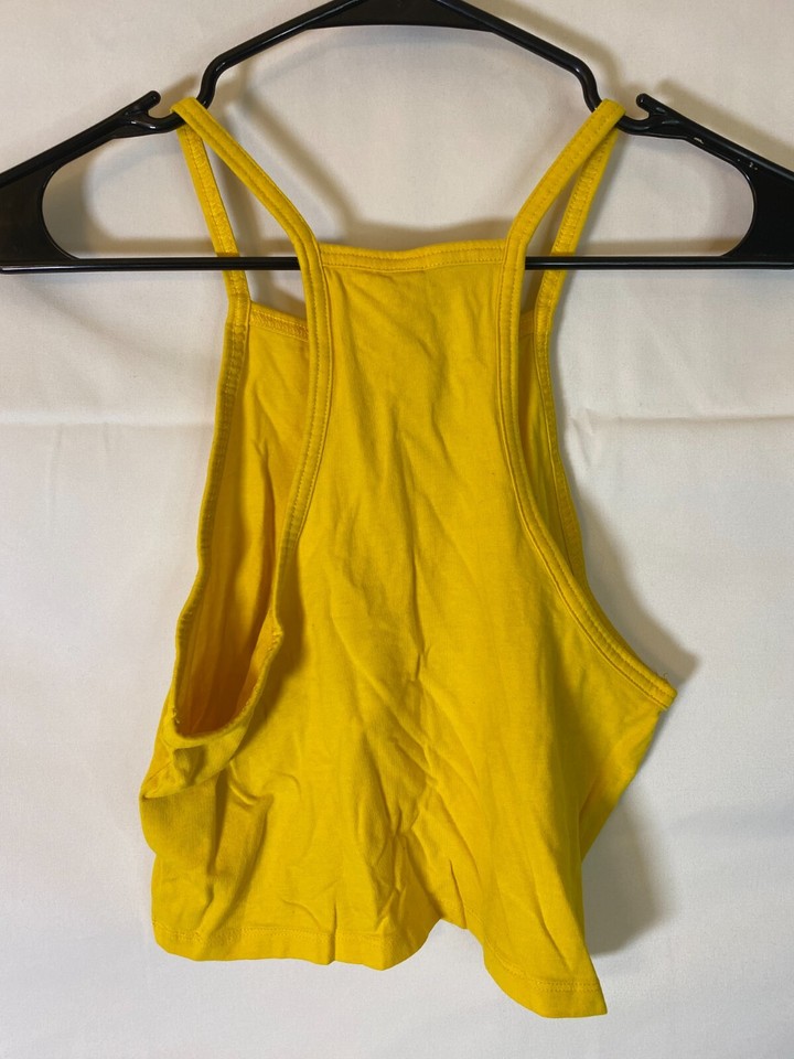 DIVIDED H&M WOMENS JUNIORS YELLOW CROP TOP SEXY SWEET SHIRT SIZE SMALL ...