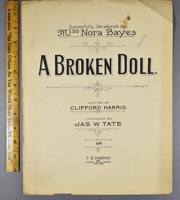 Vintage Sheet Music 1916 A Broken Doll by Clifford Harris - Miss Nora ...