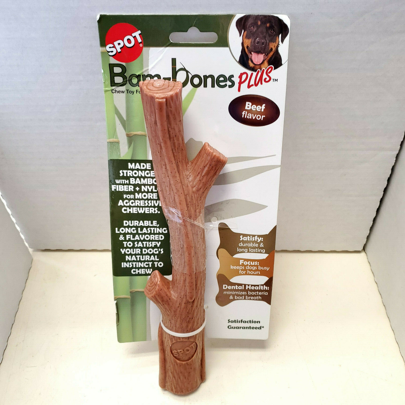 Spot BAM-BONES PLUS Large Branch Beef Flavor Durable Bamboo Dog Chew | eBay