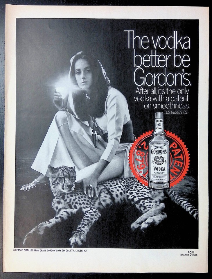 Print Ad 1960's Gordons Vodka Man Falcon Woman Leopard Cocktails | eBay