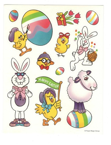 Vintage Color Clings Sticker FUN EASTER 1 Sheet Scrapbooking SD1 | eBay