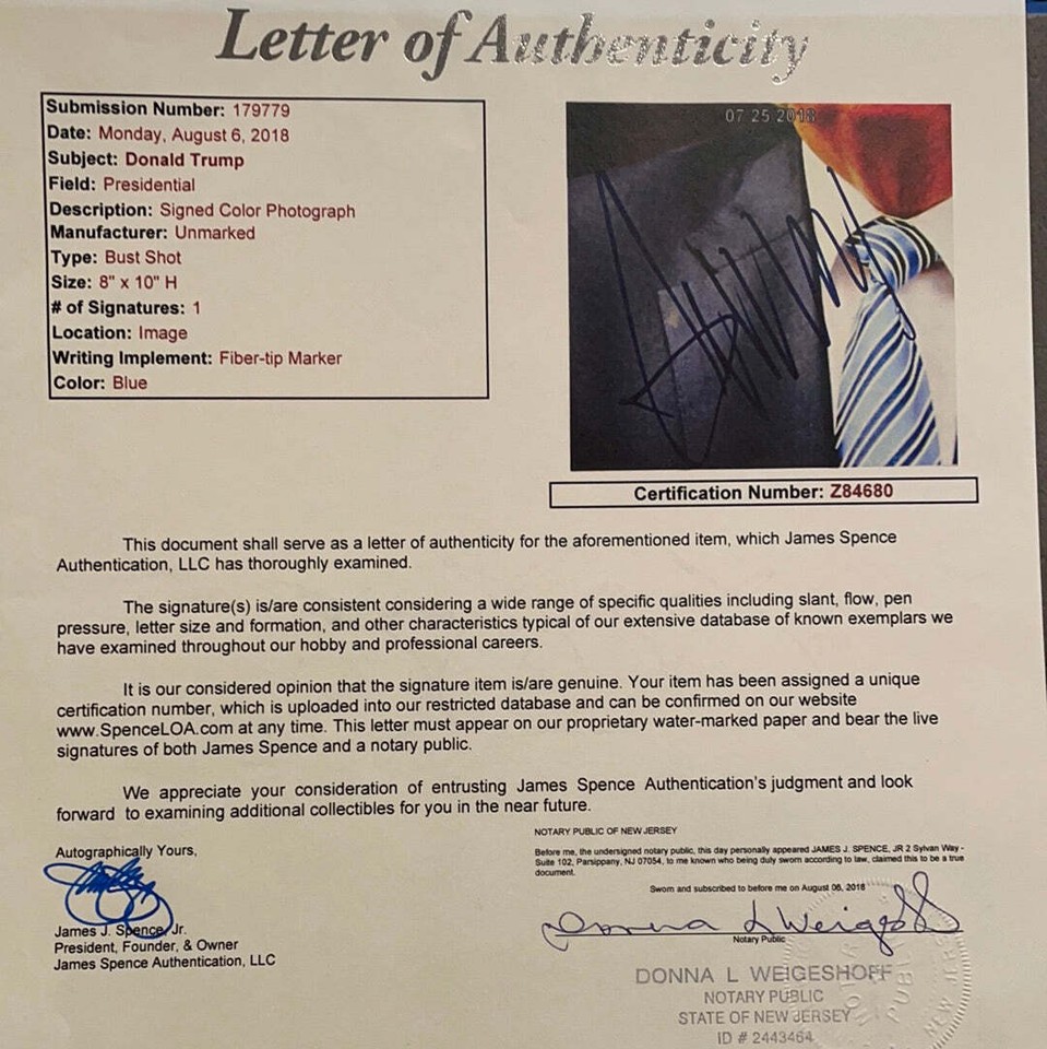 Donald Trump autographed 8x10 color photo JSA letter | eBay