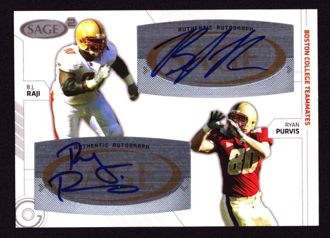 2009 Sage SA70 BJ RAJI RYAN PURVIS AUTOGRAPH Signed DUAL AUTO Boston ...