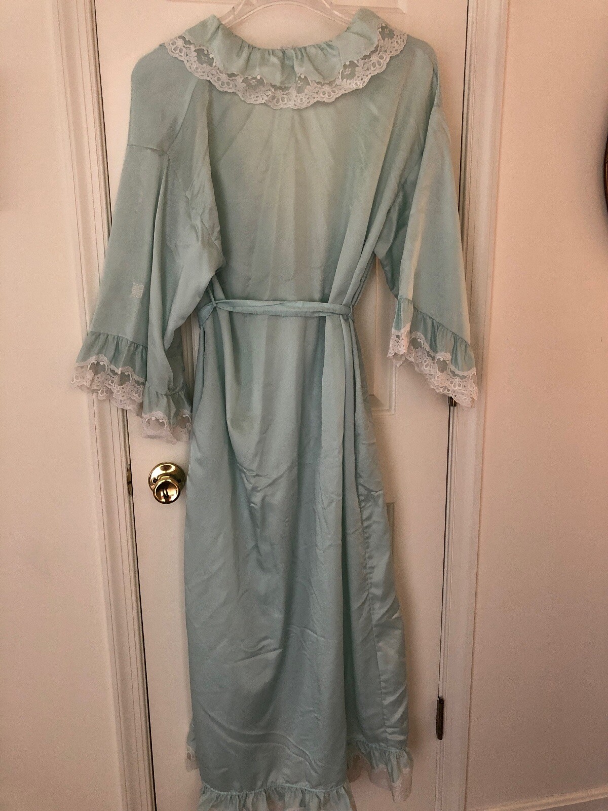 Vintage Givenchy Intimite Light Blue Robe Satin Lace … - Gem