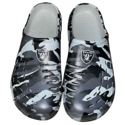 FOCO Las Vegas Raiders Slip-on Sandals Mens size XL 13-14 NFL Silver ...