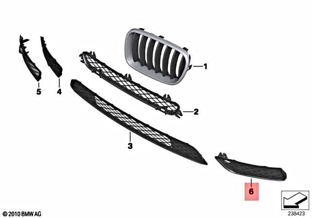 Genuine BMW X3 F25 Front Closed Grid Grille With PDC Hole Left OEM ...