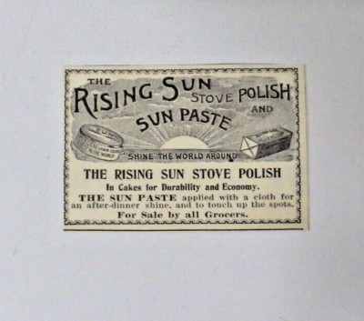 Print Ad 1894 Rising Sun Stove Polish & Sun Paste Morse Canton Mass ...