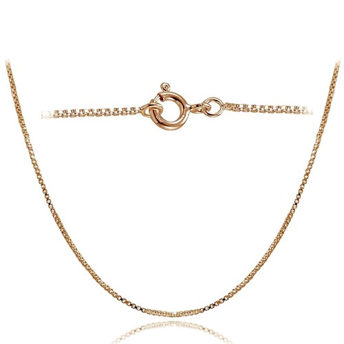 Rose Gold Tone over 925 Silver 1mm Italian Box Chain Necklace, 16 ...